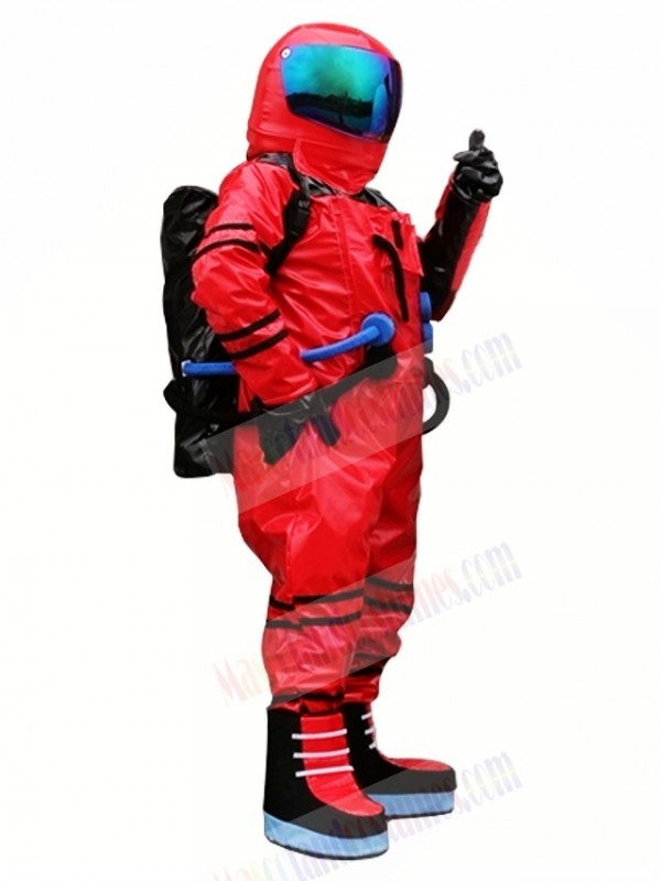 Red Astronaut Spaceman Mascot Costume Adult